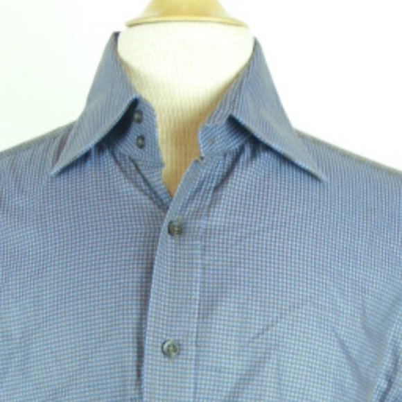 Cafe Coton | Shirts | Cafe Coton Blue Long Sleeve Micro Check Shirt L ...